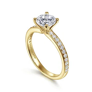 14K Yellow Gold Round Diamond Engagement Ring-MEGAN - GREAT AMERICAN JEWELRY ONLINE
